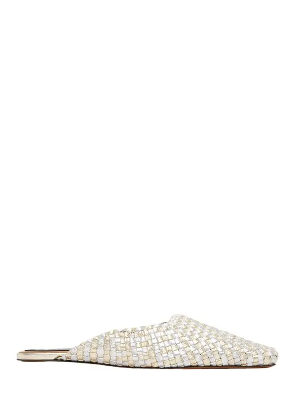 Stella McCartney Metallic Woven Mules - Silver/gold