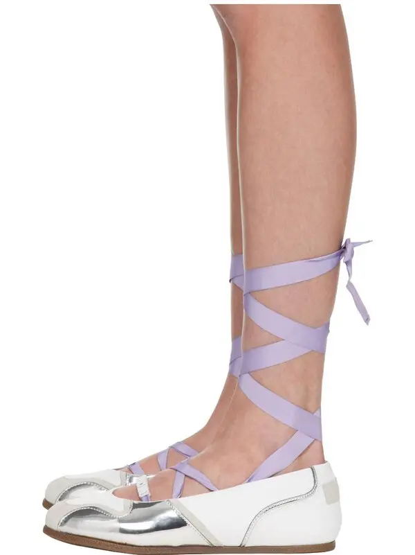 Moschino Suede Mirror Effect Ballet Flats - White