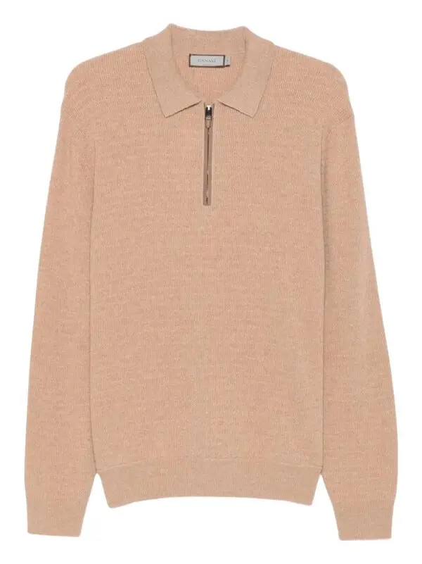 Canali Long Sleeve Zip Knit Top - No