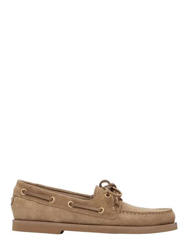 GIANVITO ROSSI Suede Boat Shoes - Camel