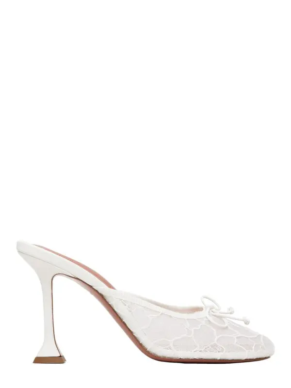 Amina Muaddi Lila 95 Lace Mules - Ivory