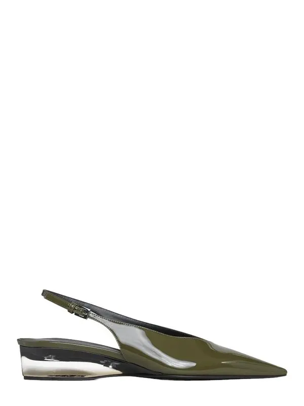 Alaïa Patent Calfskin Invisible Wedge Slingbacks - Khaki