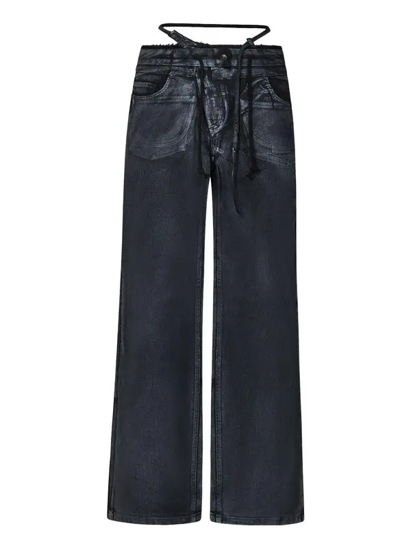 Ottolinger Logo Logo Wide-leg Denim Pants - Black