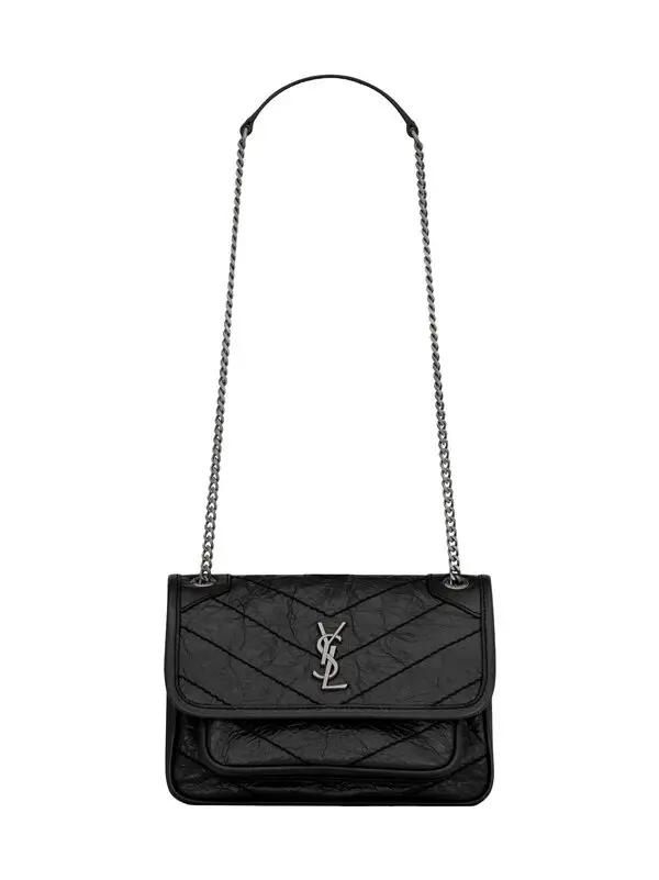 Saint Laurent Niki Mini In Vintage Leather - Black
