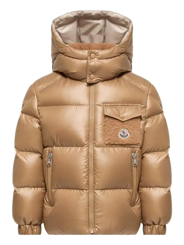 Moncler Yule Hooded Down Jacket - Beige