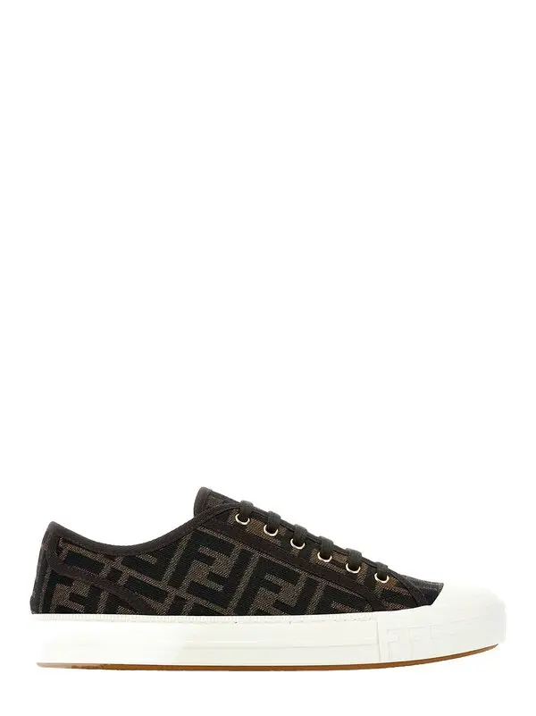 Fendi Logo Print Lace-up Sneakers - Multicolor