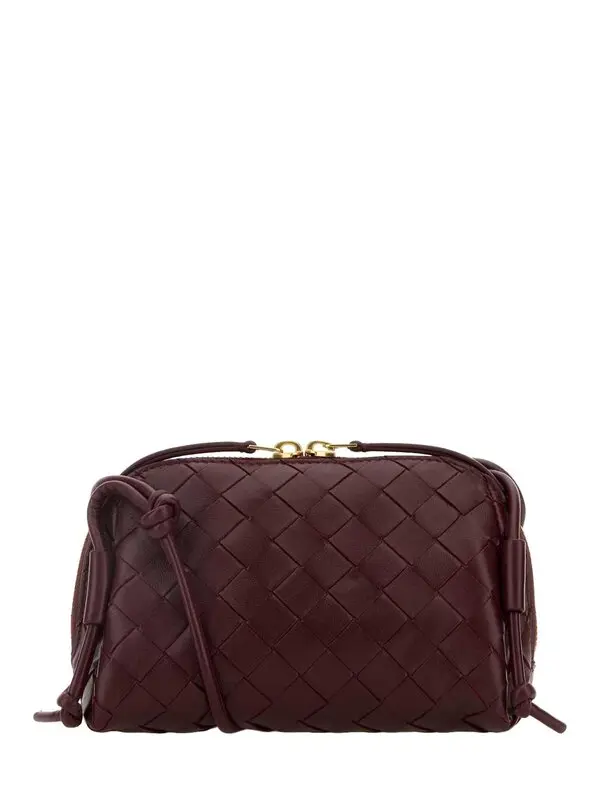Bottega Veneta Burgundy Leather Concert Crossbody Bag - Red