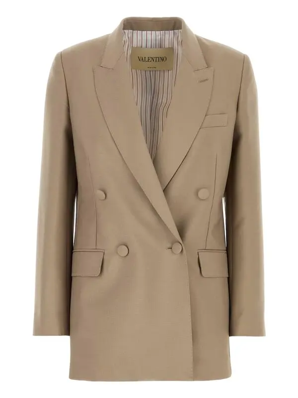 Valentino Garavani Cappuccino Mohair Blend Blazer - Brown