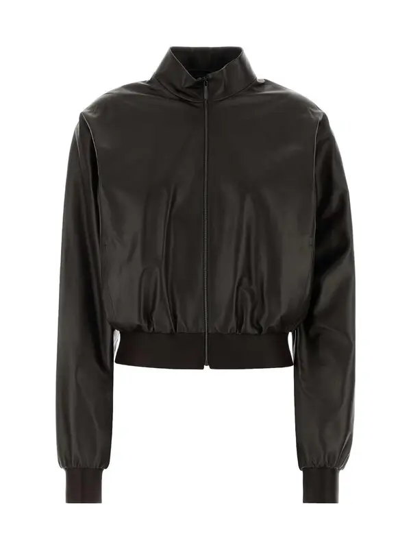 Gucci Dark Nappa Leather Bomber Jacket - Brown