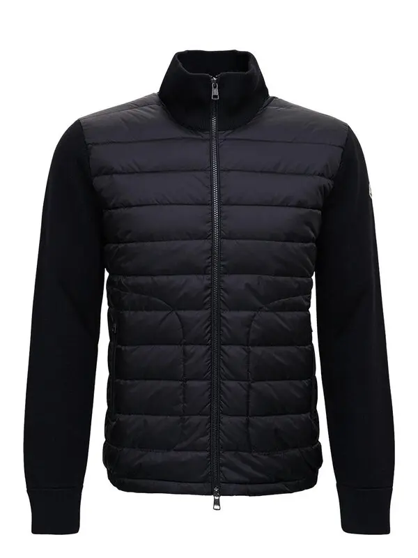Moncler Tech Fabric And Wool Cardigan - Multicolor