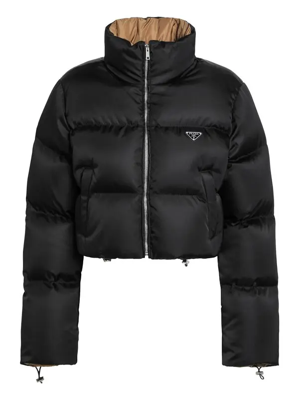 Prada Cropped Re-nylon Down Jacket - Black