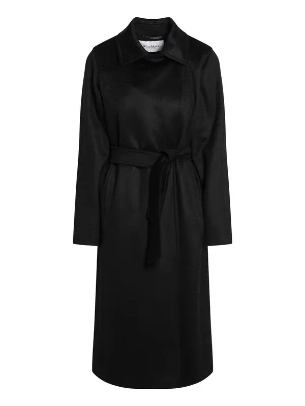 Max Mara Manuela Icon Coat In Zibeline Camel - Black
