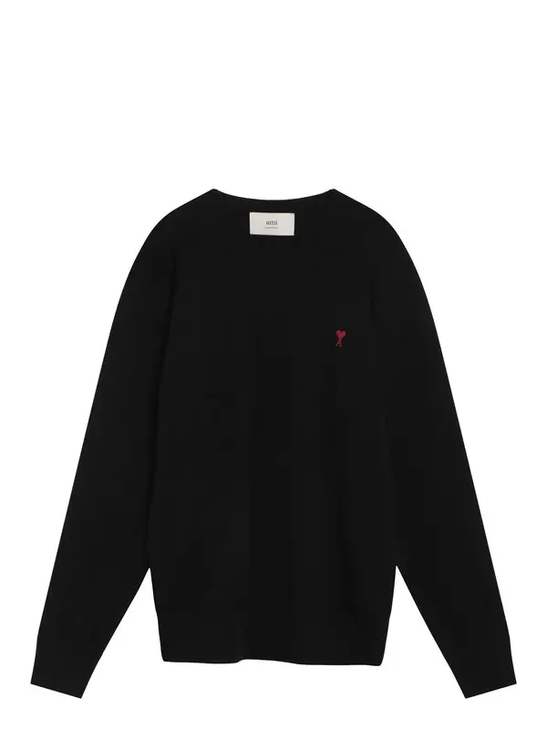 AMI Paris De Coeur Crewneck Sweater - Black