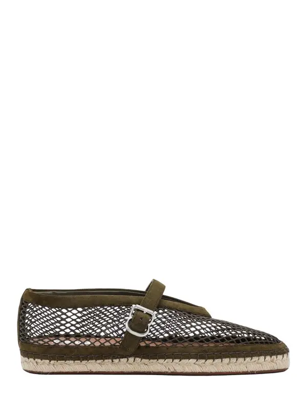 Alaïa Mesh And Suede Flat Espadrilles - Green