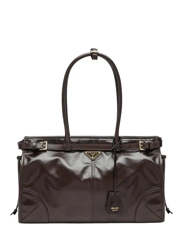 Prada Bonnie Large Leather Handbag - Brown