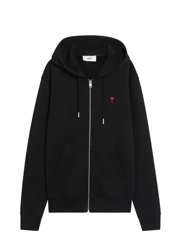 AMI Paris De Coeur Zip-up Sweatshirt - Black