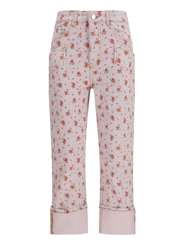 GANNI Printed Capri Pants - Pink