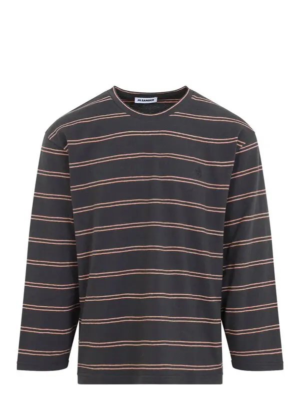 JIL SANDER L/s Striped T-shirt - Gray