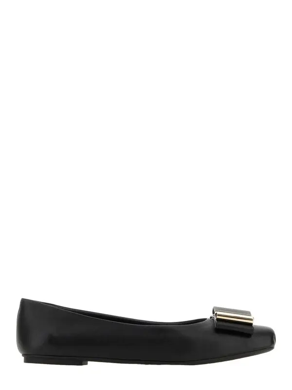 FERRAGAMO Nappa Leather Lina Ballerinas - Black