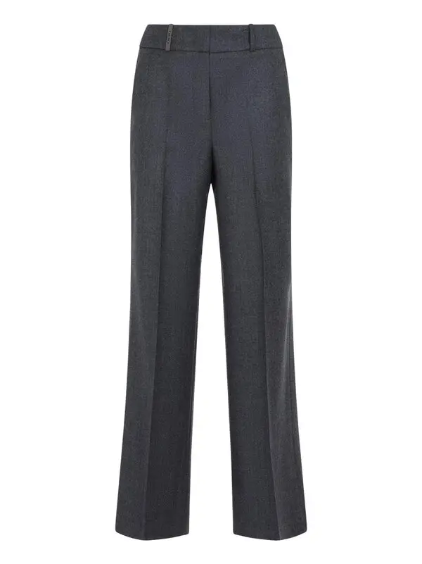 Peserico Regular Fit Wool Blend Pants - Gray