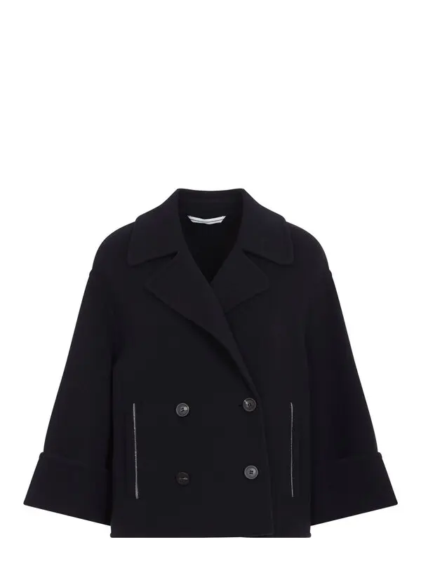 Peserico Wool Blend Shortcoat With Notched Lapels - Blue