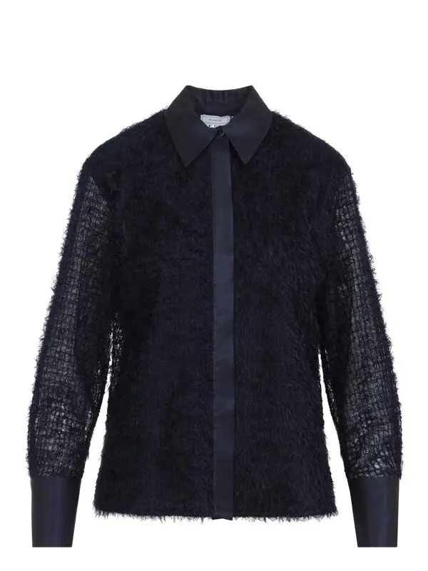 Peserico Fil Coupé Textured Shirt With Satin Details - Blue