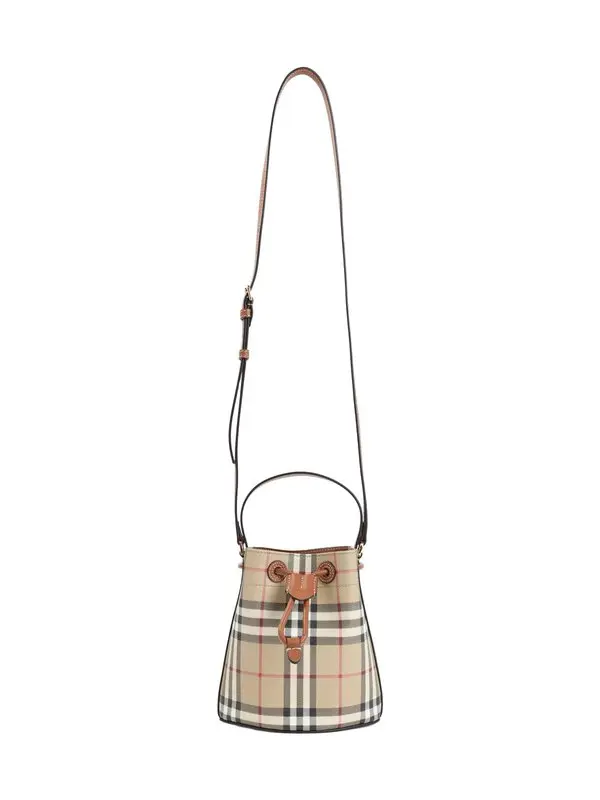 Burberry Check Drawstring Bucket Bag - Brown