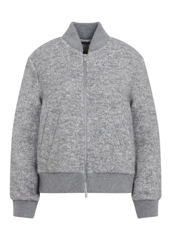 Peserico Bouclé Bomber Jacket With Sequin Detailing - Gray