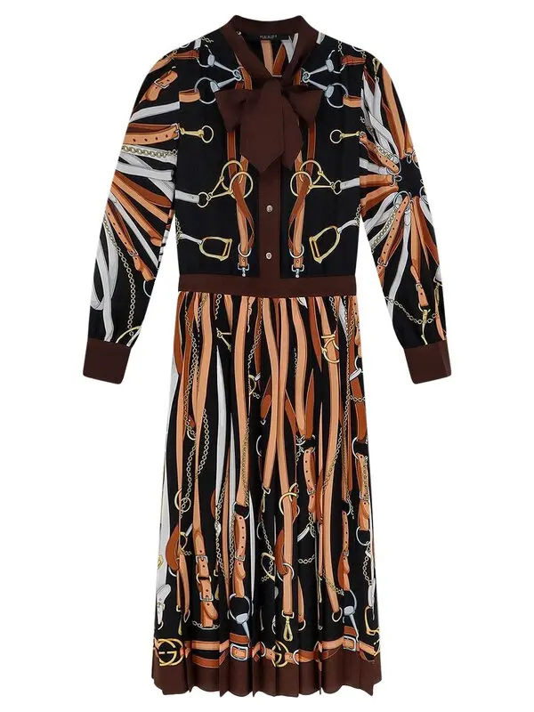 Gucci Silk Equestrian Print Dress - Multicolor