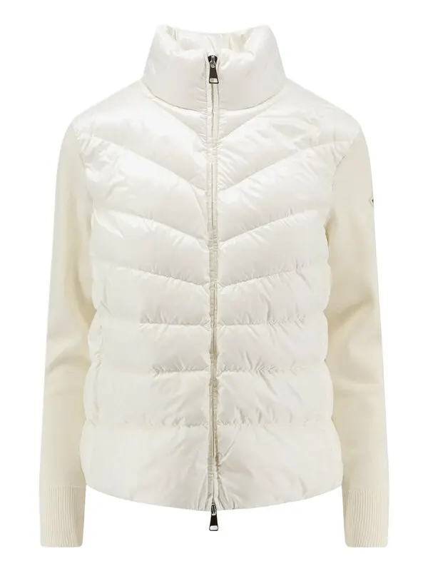 Moncler Down Jacket With Virgin Wool Sleeves - Multicolor