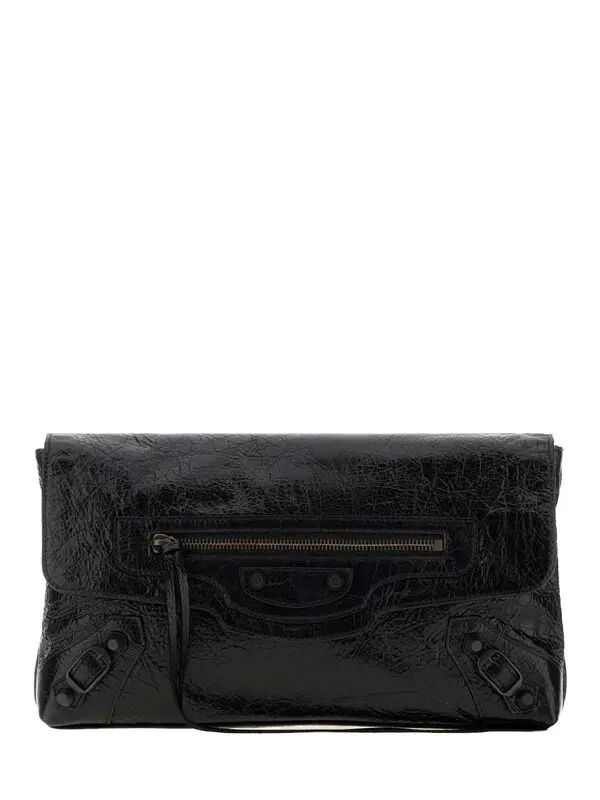 Balenciaga Leather Le City Clutch - Black