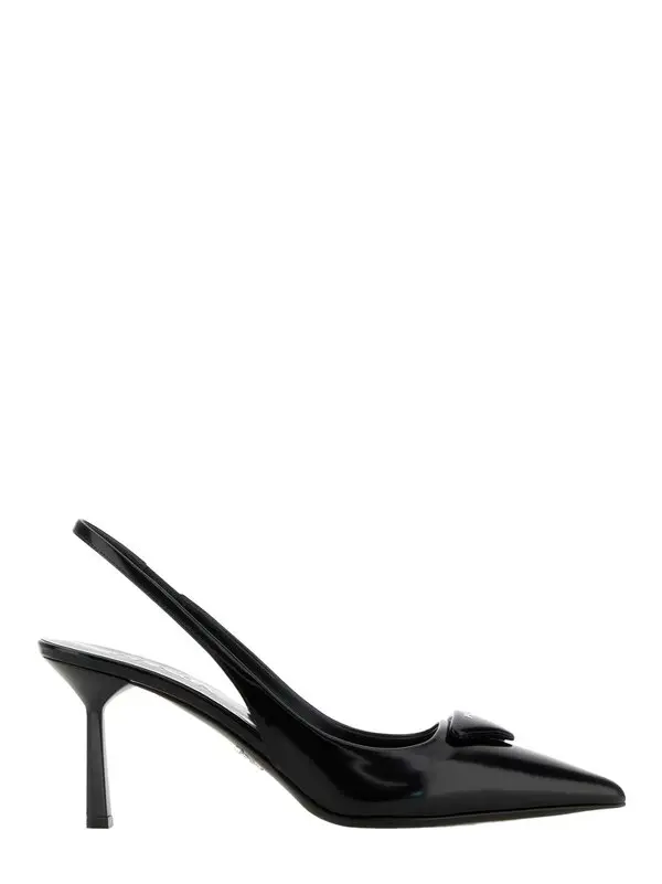 Prada Leather Slingback Pumps With A 7.5 Cm Heel - Black