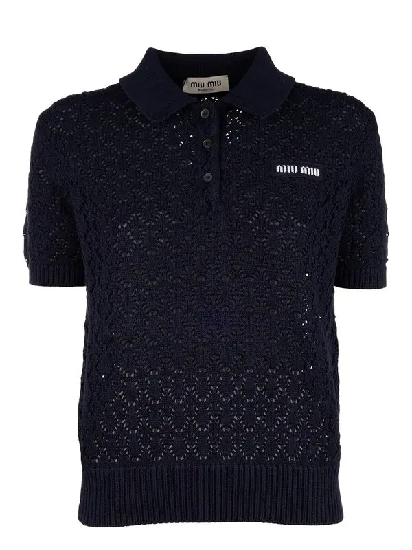 Miu Miu Short Sleeve Knit Polo - Multicolor