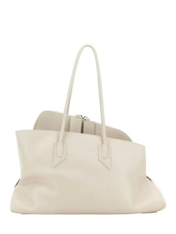 Attico Ivory Leather Medium La Passeggiata Shoulder Bag - White