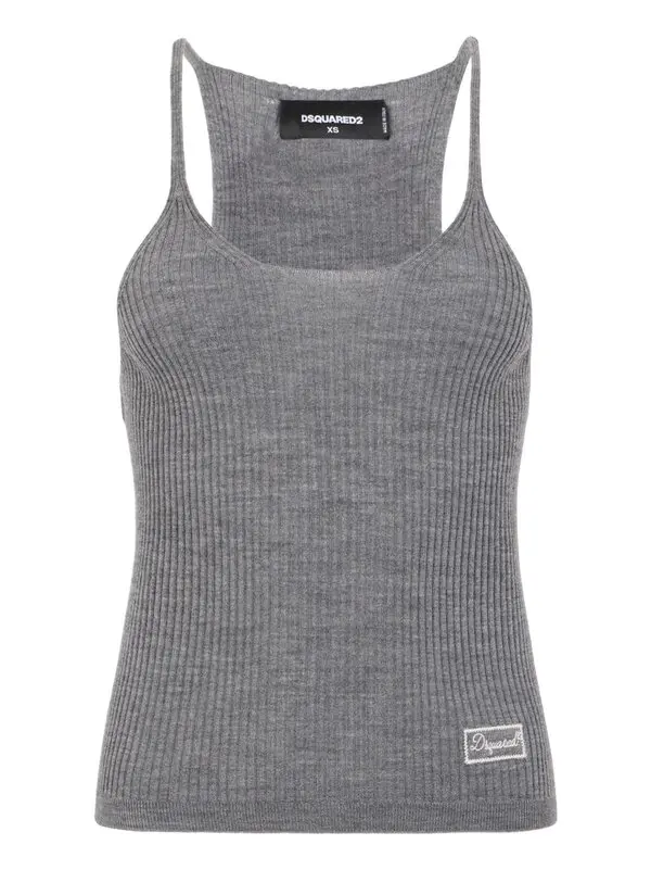 Dsquared2 Ribbed Knit Racerback Tank Top - Grey