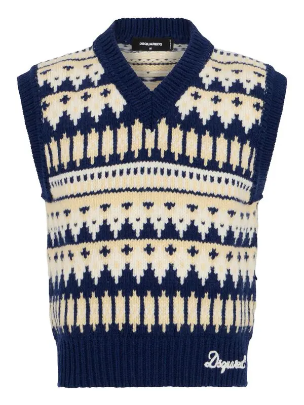 Dsquared2 Hybrid Jacquard Knit Vest - Black