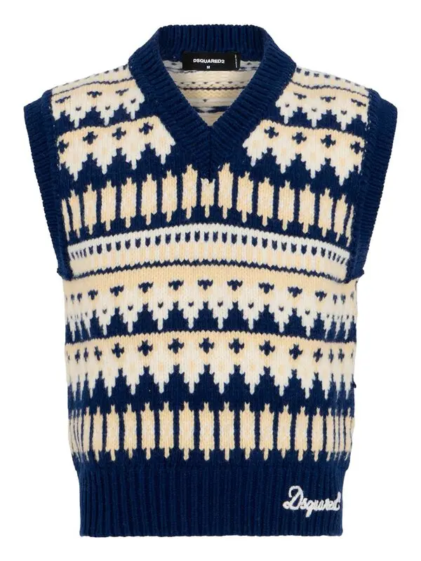 Dsquared2 Hybrid Jacquard Knit Vest - Black