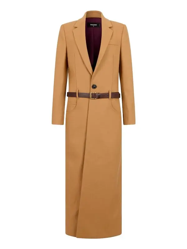 Dsquared2 Virgin Wool Felt Belted Coat - Black
