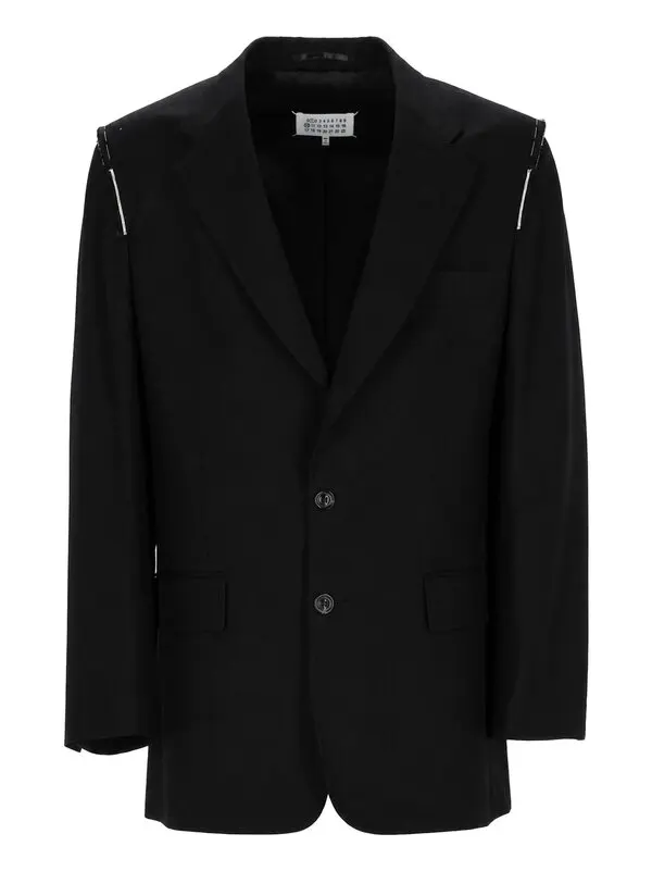 MAISON MARGIELA Single Breasted Wool Blazer - Black