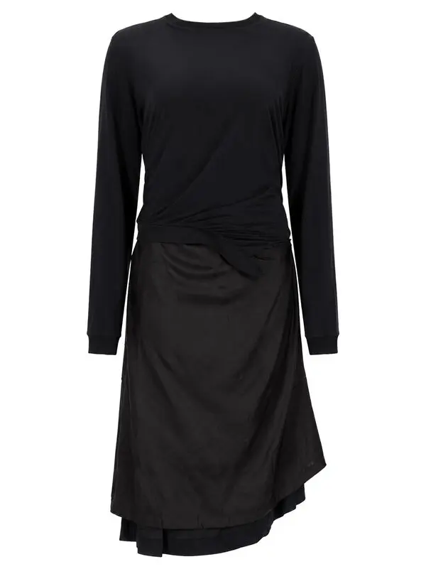 MAISON MARGIELA Midi Dress With Draping - Black