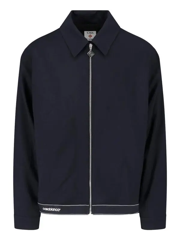 Casablanca 100% Virgin Wool Zip-up Jacket - Black