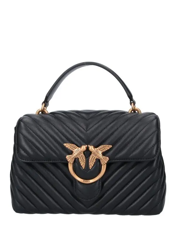 Pinko Quilted Top Handle Satchel Bag - Black