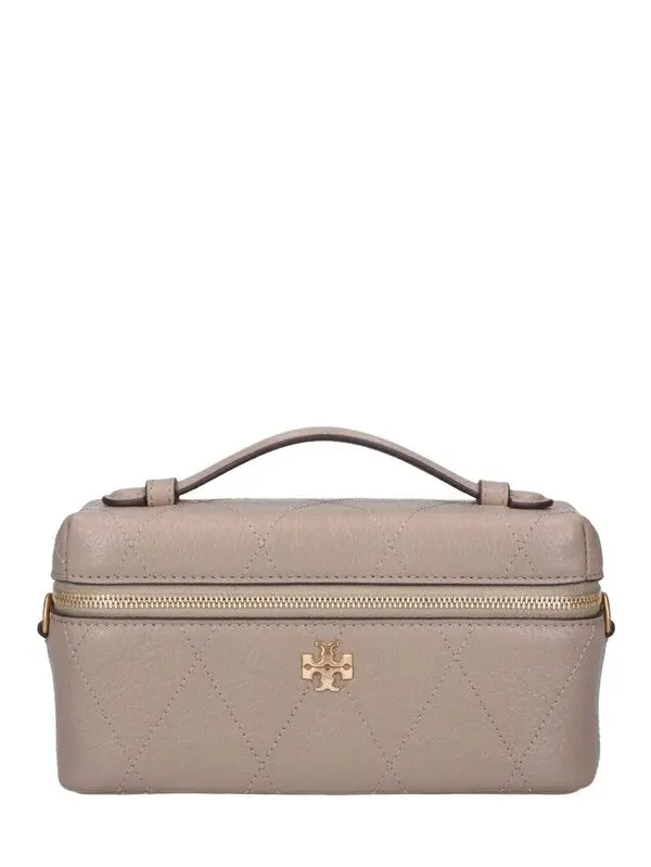 Tory Burch Tumbled Cow Leather Vanity Case - Grey