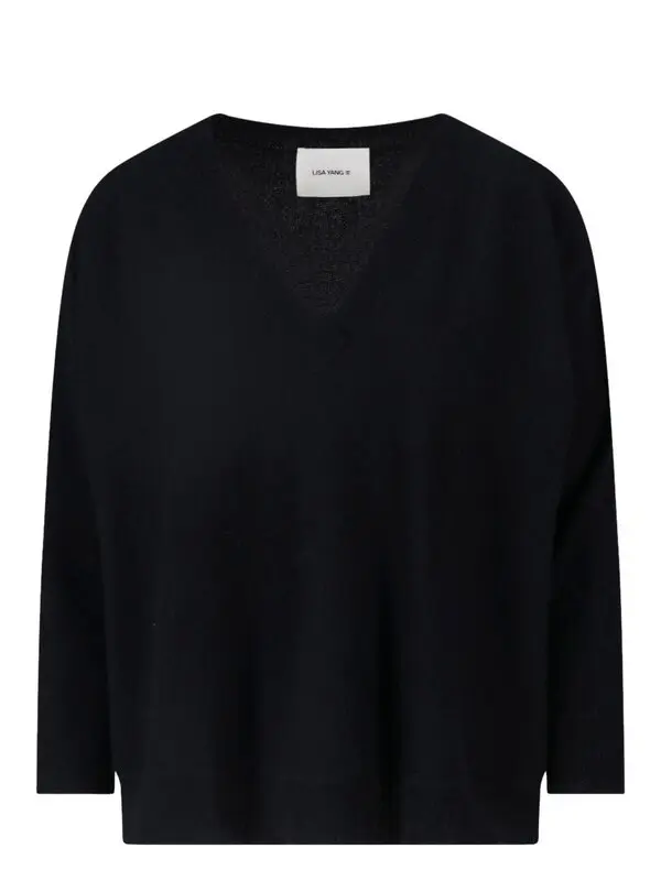 LISA YANG Cropped Zip-up Knit Jacket With Stand Collar - Black