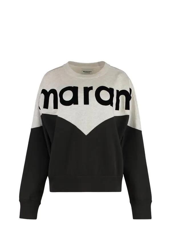 MARANT ETOILE Logo Intarsia Velvet Crew-neck Sweatshirt - Ecru
