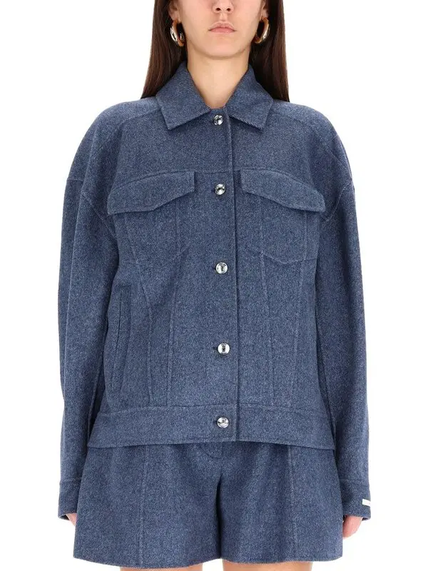 Sportmax Belted Wool-felt Jacket - Blue