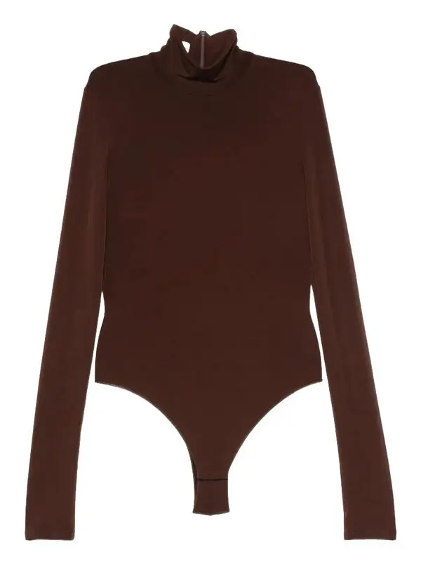 Andamane High-neck Long-sleeve Top - Marrone