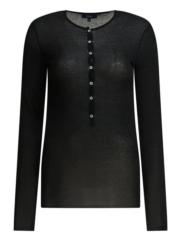 Soeur Classic Cotton T-shirt With Button Detail - Black
