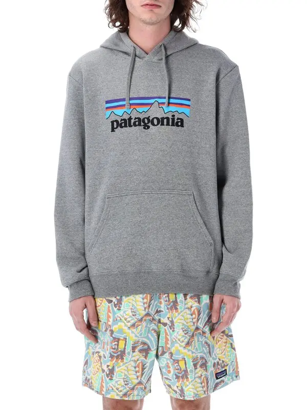 Patagonia P-6 Logo Recycled Cotton-polyester Hoodie - Grigio