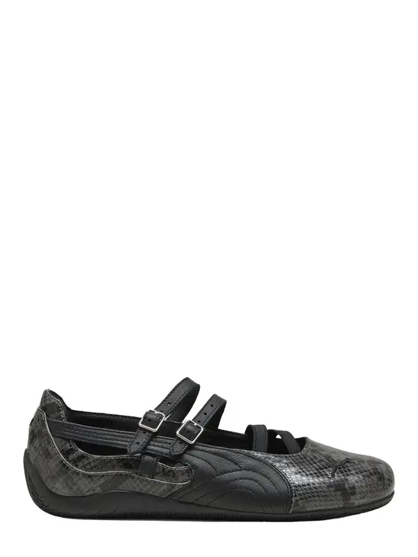 PUMA Mary Jane Flat Shoes With Dual Buckle Straps - Gray